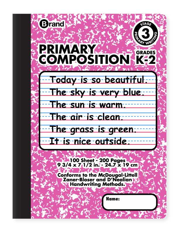 100 Ct. 9-3/4 x 7-1/2, Primary Marble Composition Book Primary Ruled ...