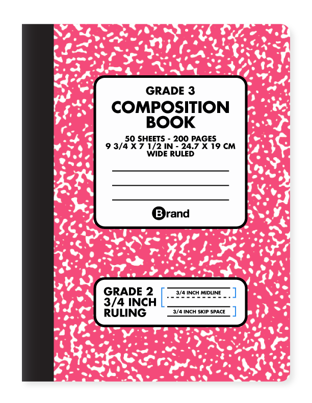 50 Ct. 9-3/4 x 7-1/2, Grade 3 Composition Book Wide Ruled – hrkgroup