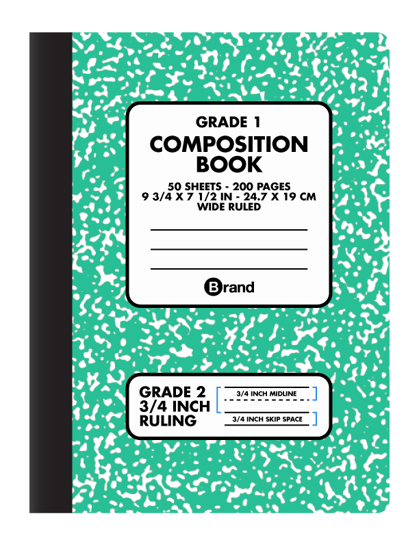 50 Ct. 9-3/4 x 7-1/2, Grade 1 Composition Book Wide Ruled – hrkgroup