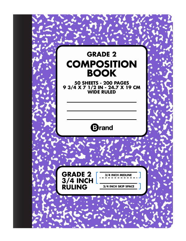 50 Ct. 9-3/4 x 7-1/2, Grade 2 Composition Book Wide Ruled – hrkgroup