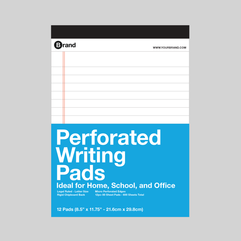 50 ct. 8.5" x 11.75" White Perforated Writing Pad (12/Pack) – hrkgroup